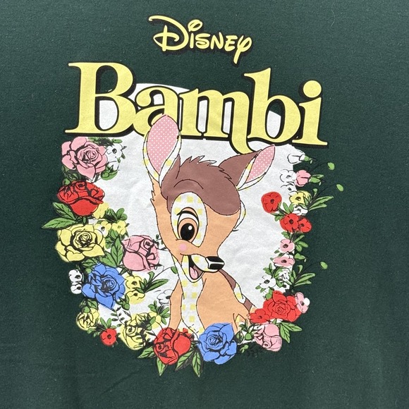 Disney | Tops | Disney Bambi Shirt Womens Xl Green Floral Graphic Tee ...